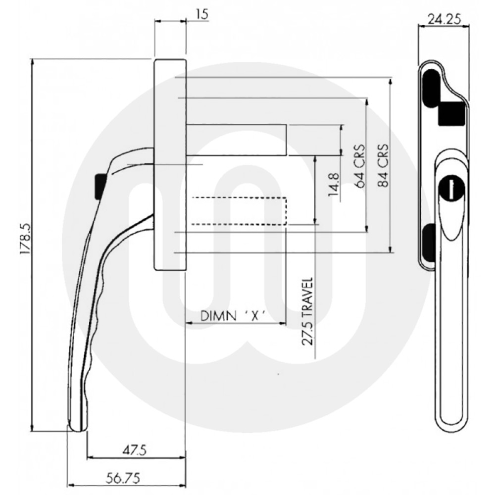 Peg Window Handle - Non-Locking