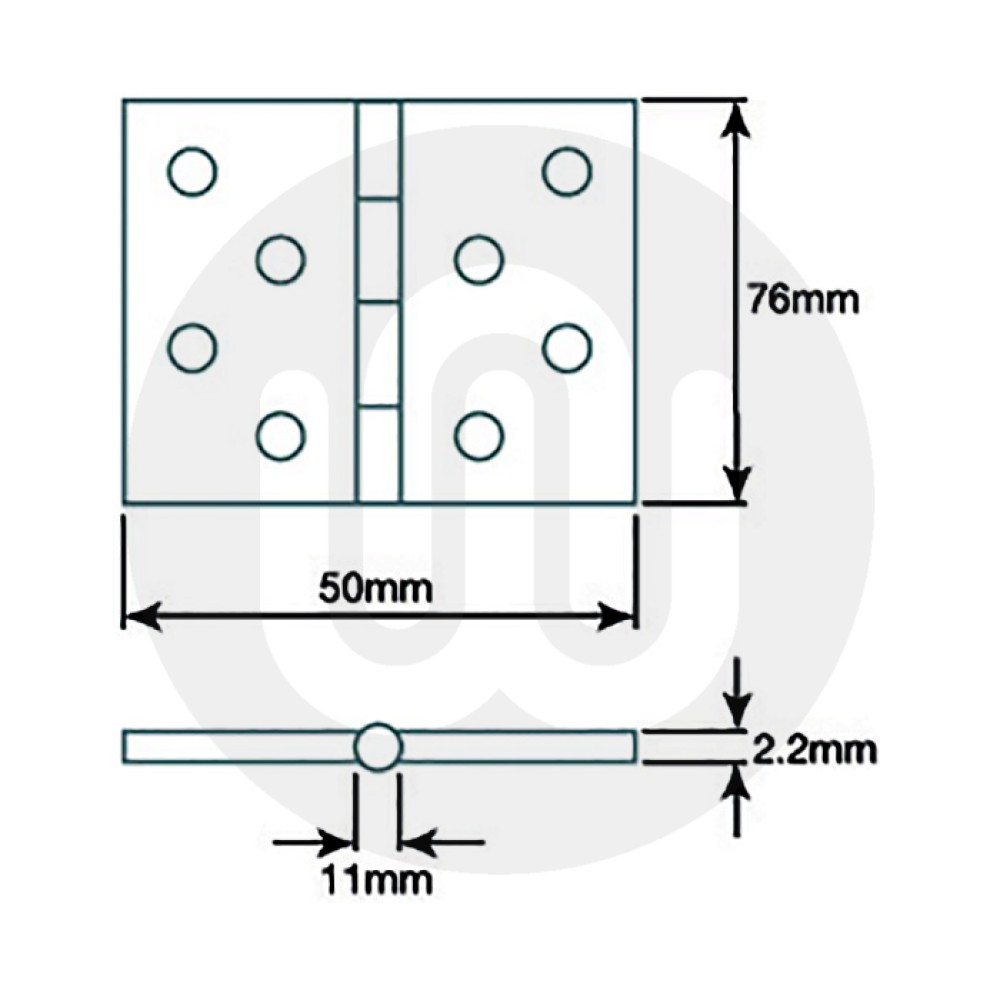 Ball Bearing Hinges 76mm Interior
