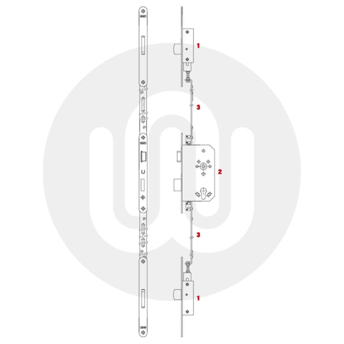 Nemef Z1749/09/42 / Z1749/47/42 Multipoint Door Lock