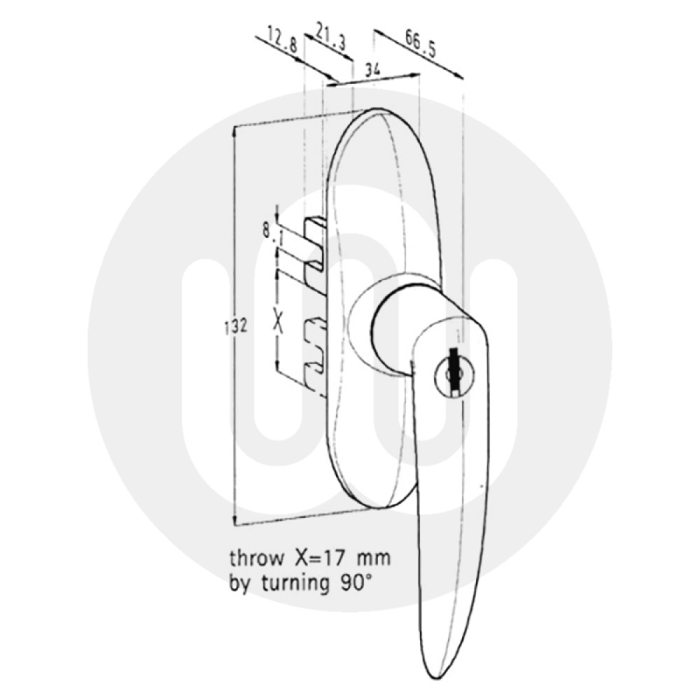 Sobinco Peg Window Handle - Locking 30000-659 CYL