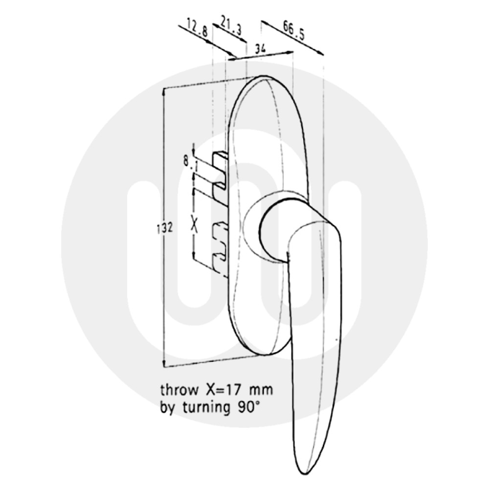 Sobinco Peg Window Handle - Non-Locking30000-659