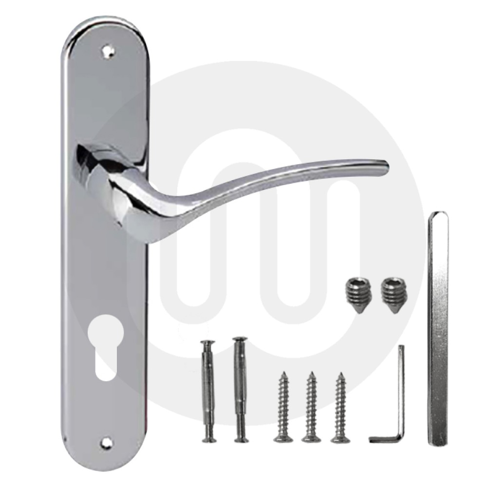 Swept Lever Door Handle 85mm (Pol. Chrome)