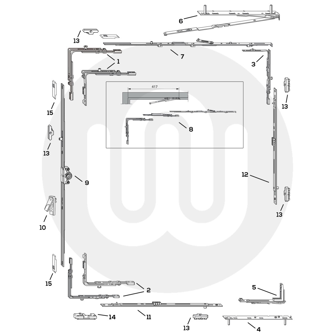 Roto NT 'R' Royal Full Tilt & Turn System (Concealed Fix) – 9mm Eurogroove