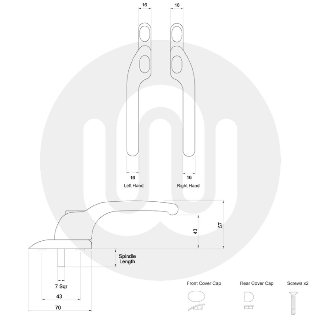 Simplefit by Fab & Fix Offset Espag Window Handle - Non Locking