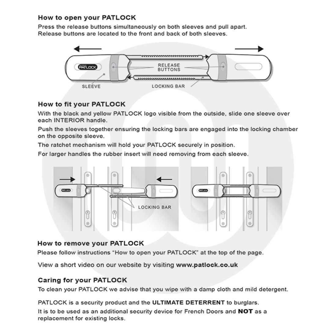 Patlock Double Patio Door Security Device