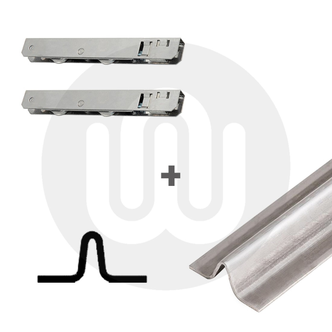 Steel Retrofit Patio Track & Slimline Patio Rollers Set