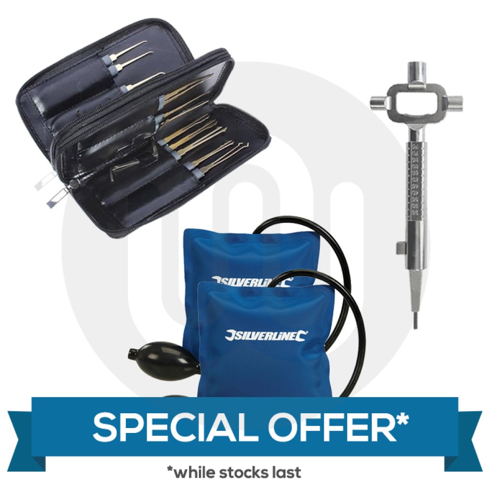 SPECIAL OFFER! 2x Air Wedges, 24 pcs Lock Pick Set & Metal Lock Testing ...