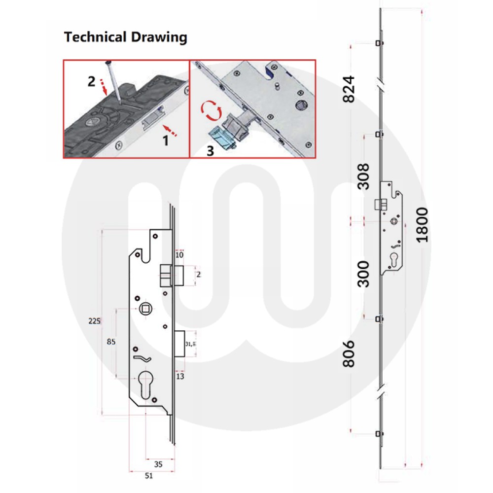 Accado Style 4 Roller 35mm 85PZ Door Lock