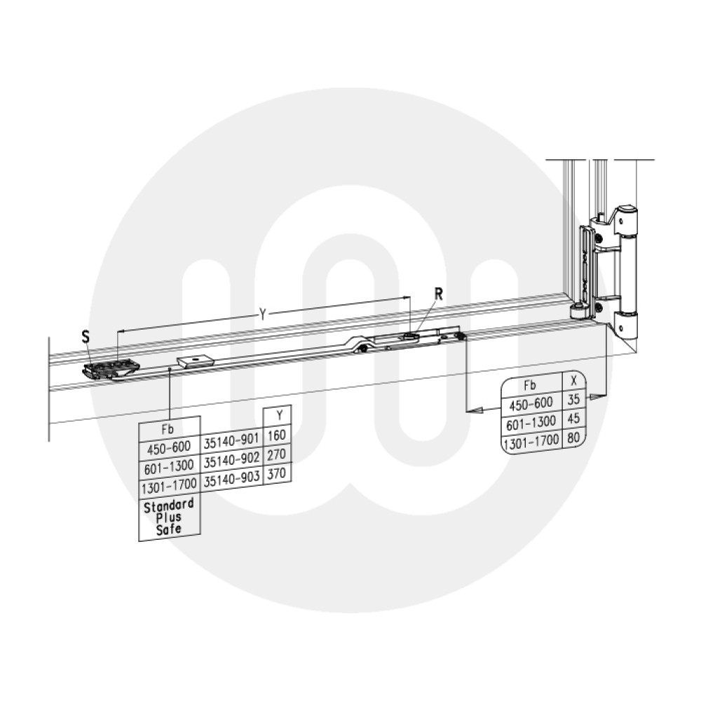Sobinco 35140-901, -902 and -903 Chrono Window Stay (Visible Hinges)