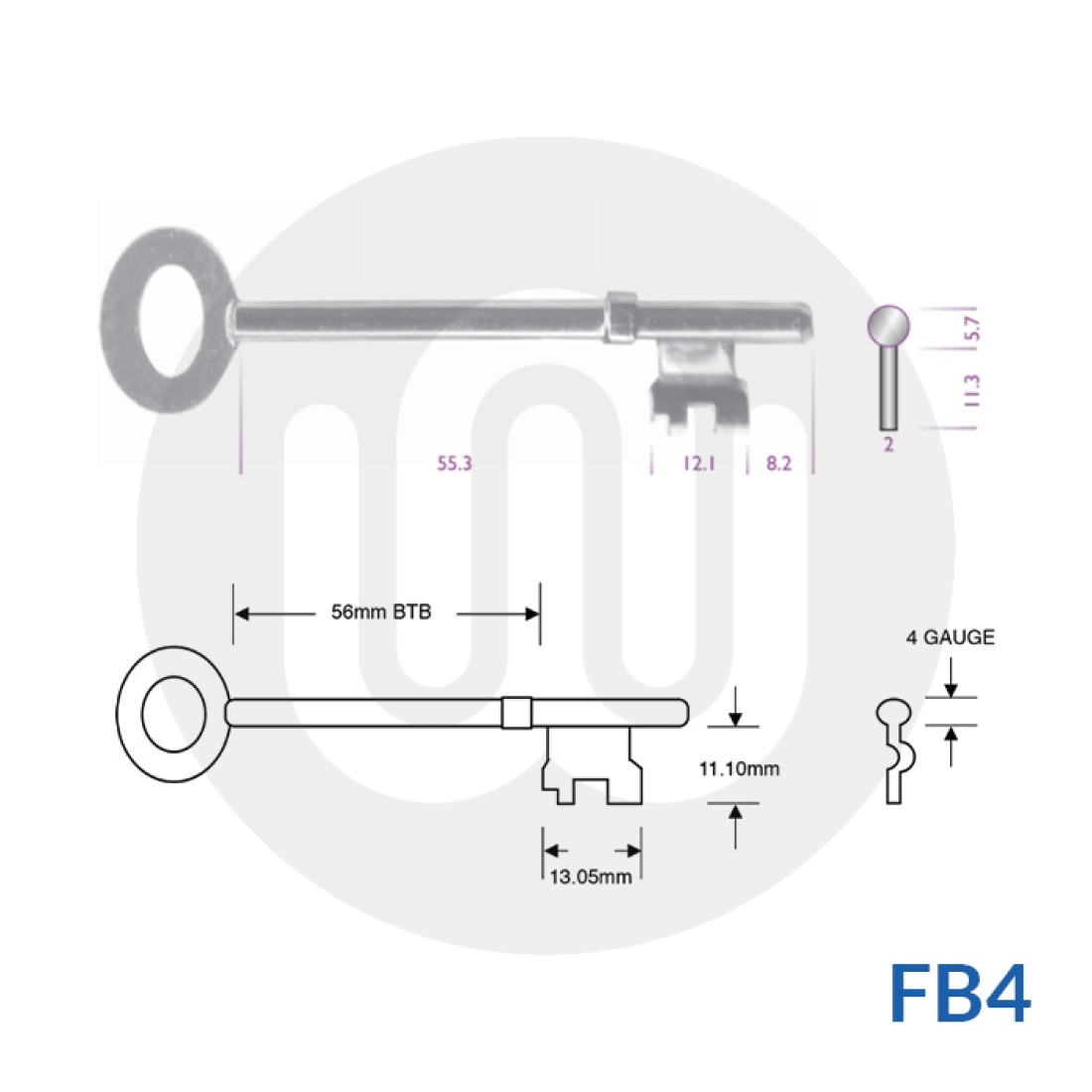 Pre-Cut FB1 / FB2 / FB4 Key To Suit Fire Brigade Locks