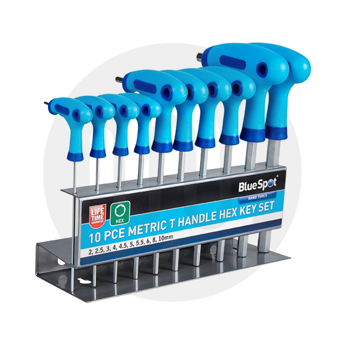 10 PCE Metric T Handle Hex Key Set (2-10mm)