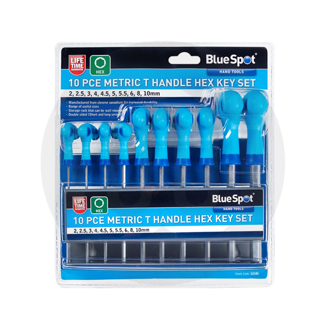 10 PCE Metric T Handle Hex Key Set (2-10mm)