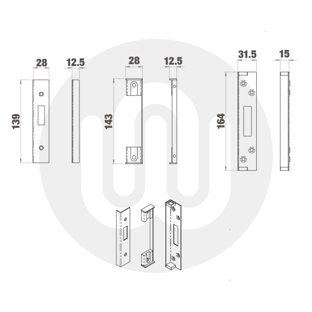 Rebate Set for Euro Deadlock & Thumbturn Cylinder BS8621