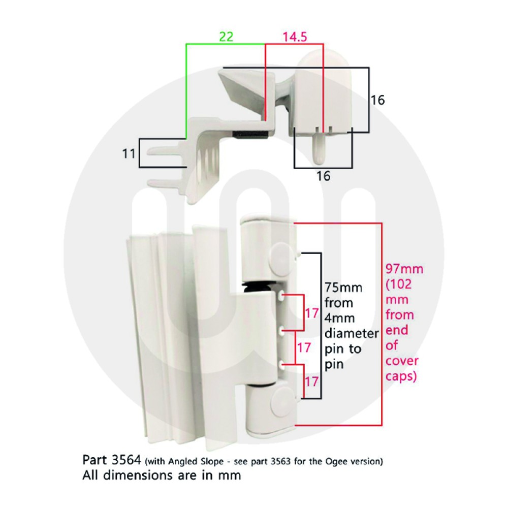 ERA Duraflex Challenger 3D Euro Rebate Door Hinge Angled Feature