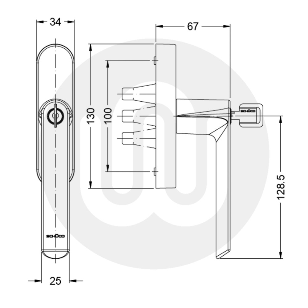 Schüco (Schueco) 269567/269568 Peg Handle – Locking