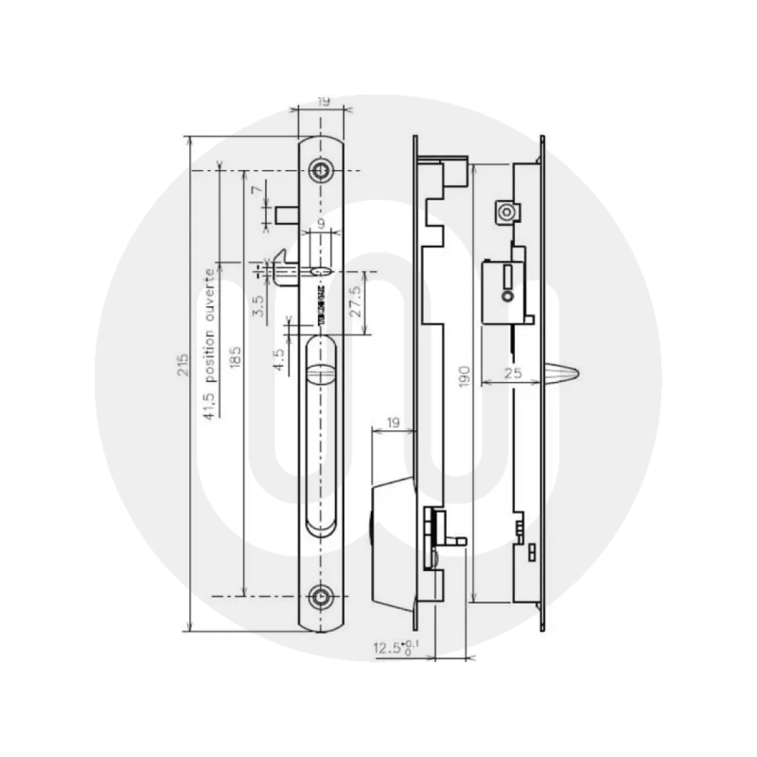 Technal 3062 Patio Door Lock