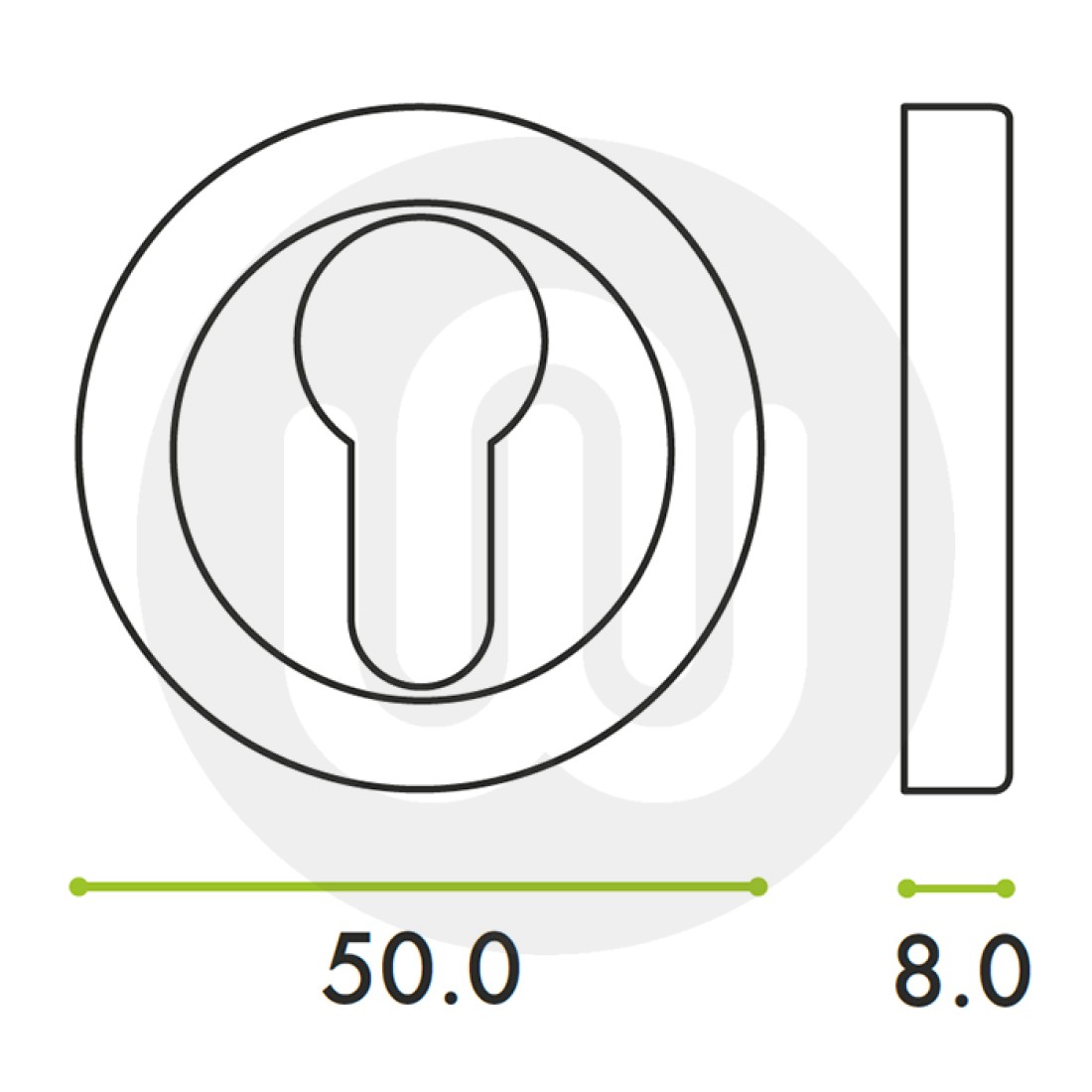 Round Euro Profile Escutcheon 50mm Diameter Black