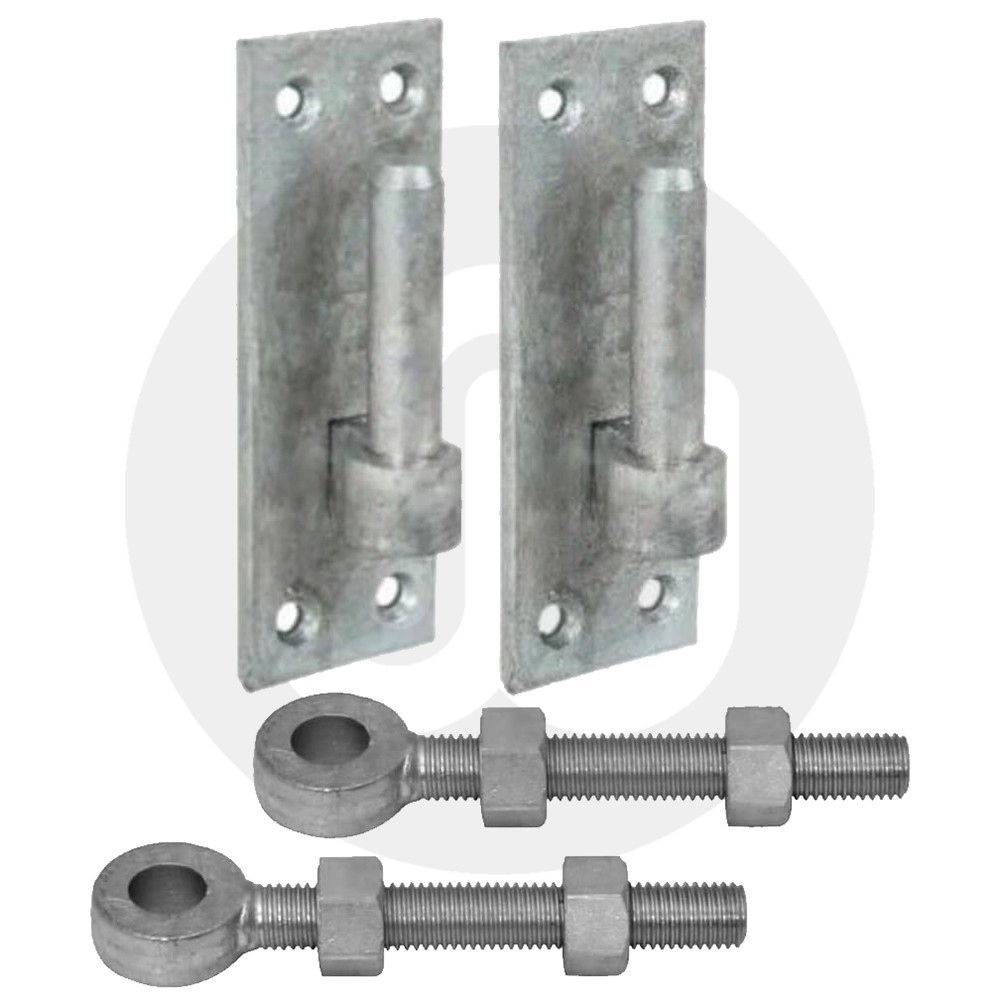 Gate Hinge Pin Bracket 12mm & Adjustable Eye Bolts 100mm Galvanised ...