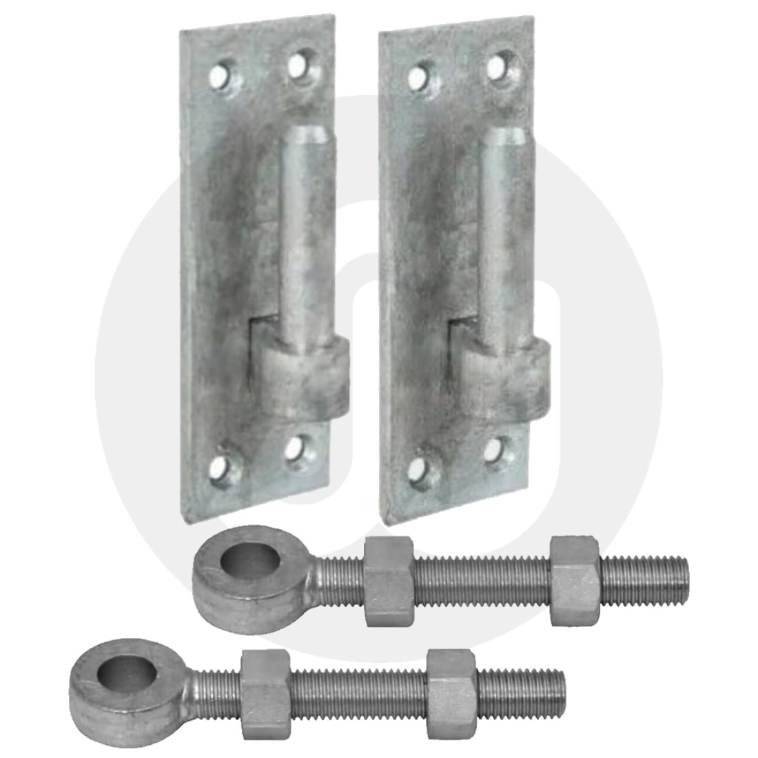 Gate Hinge Pin Bracket 12mm & Adjustable Eye Bolts 100mm Galvanised ...