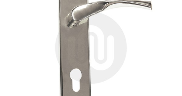 Swept Lever Door Handle 85mm (Silver / Polished Brass)