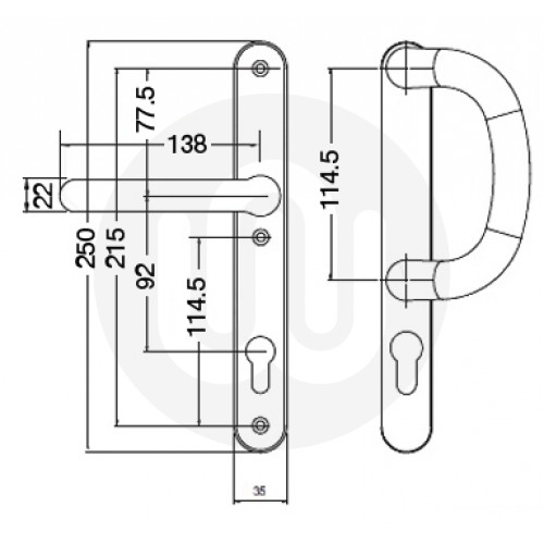 Fab & Fix Lever/Fixed Pad Door Handle - Large Cover (250BP/215CRS)