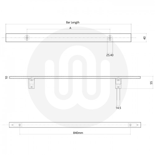 Fab & Fix Stainless Steel Flat Inline Bar Door Handle