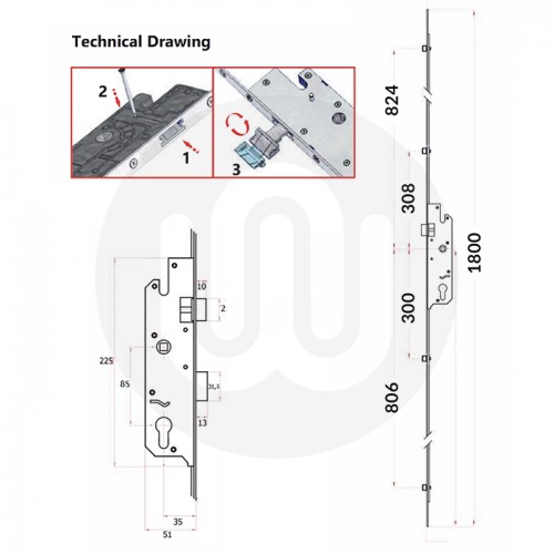 Accado Style 4 Roller 35mm 85PZ Door Lock