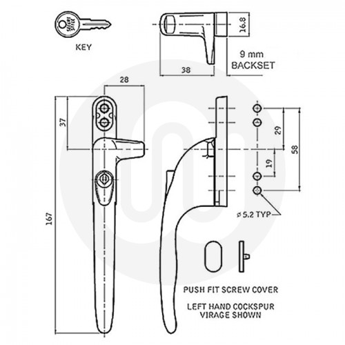 Securistyle Virage Cockspur Window Handle