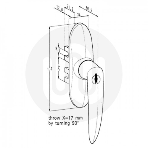 Sobinco Peg Window Handle - Locking 30000-659 CYL
