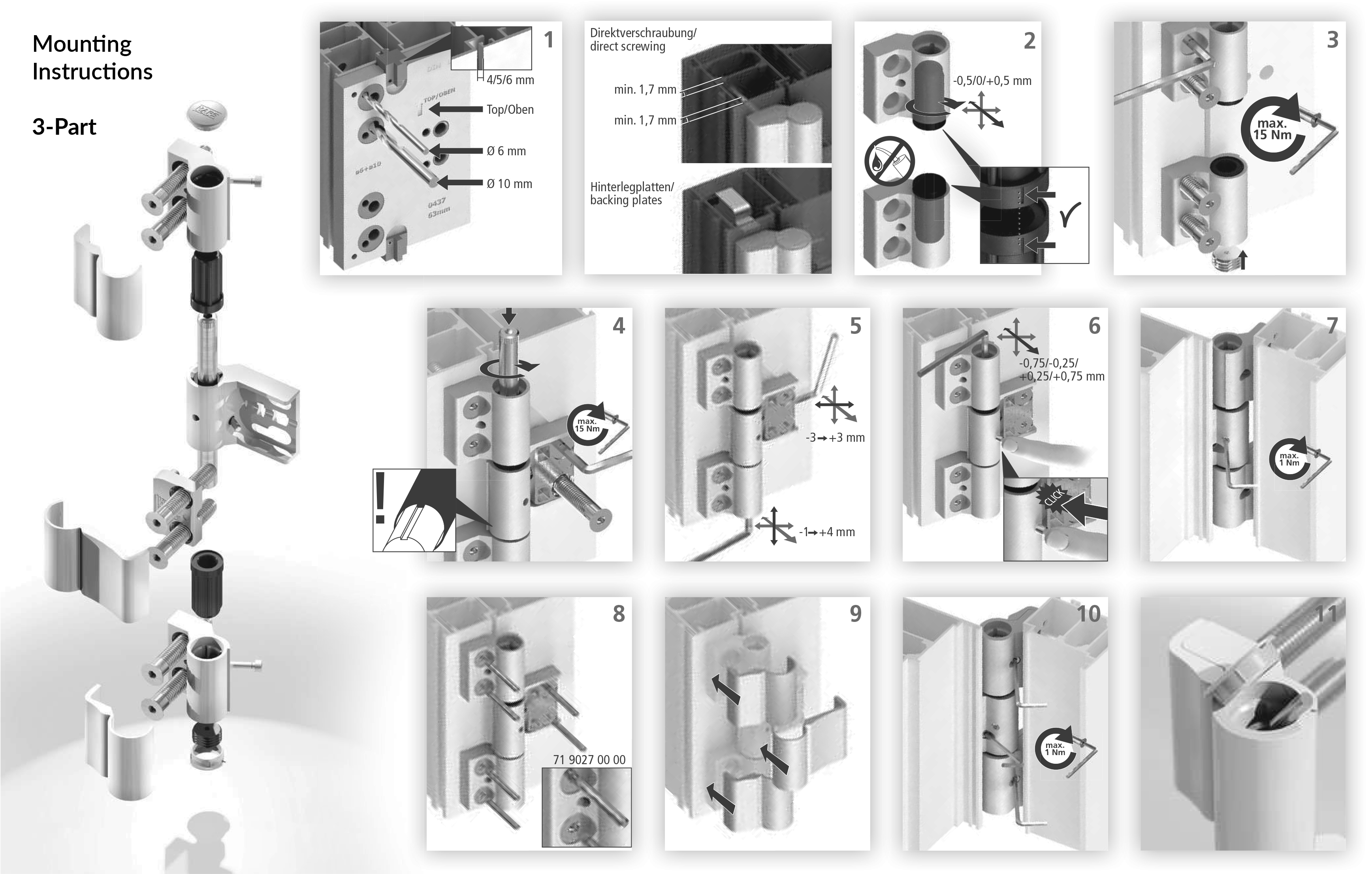 Simplefit 3 Part Aluminium Door Hinge